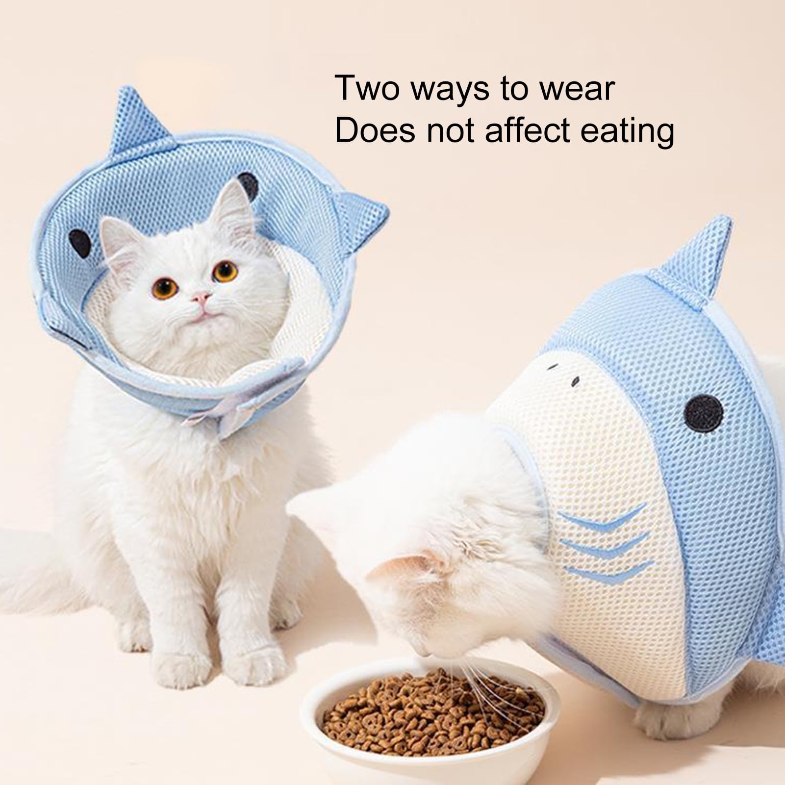 Cat Cone Collar, Cute Comfortable Cat Recovery Collar for Post-Surgery Wound Healing, Adjustable Pet Cone E-Collar Protective Collar for Cat Kitten Prevent from Licking Wounds Blue L