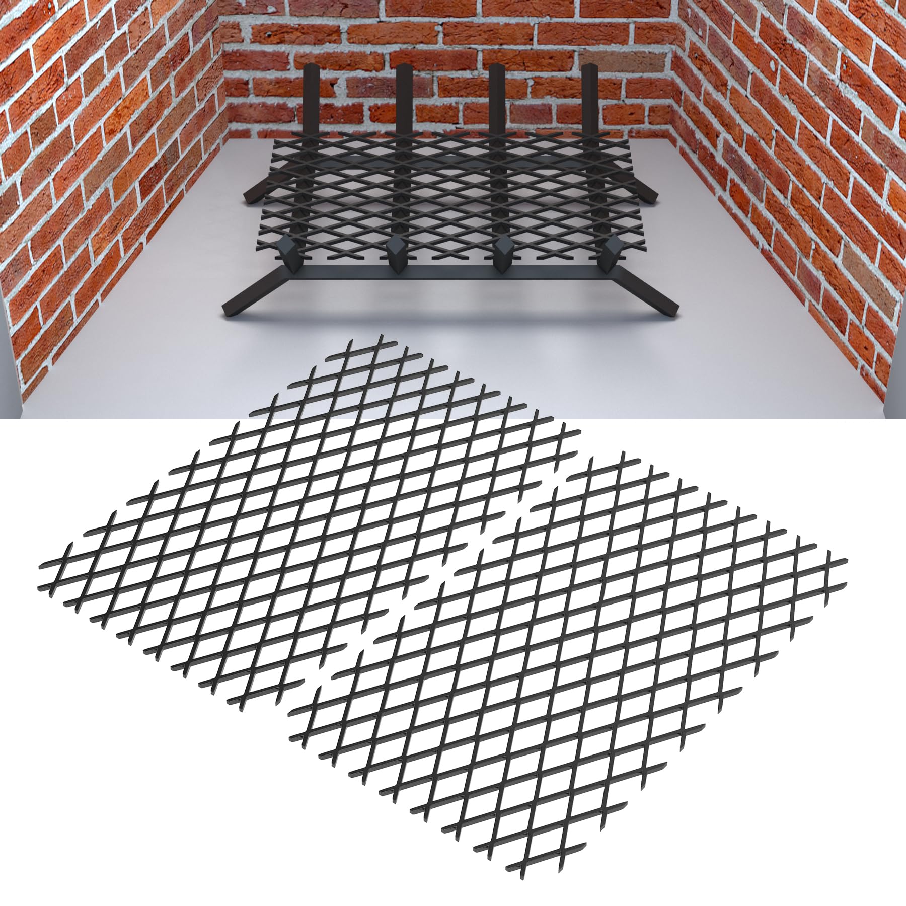 Flamorrow Ember Retainer for Fireplace Grates 12 x 7.5 inch, Metal Fireplace Grate Ember Retainer Mesh, Keep Burning Embers from Falling, Fire Place Accessories for Fire Pits, Camping, 2 Pack