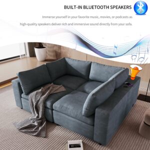 DREAMODERN Modular Sofa Sectional Couch for Living Room, Futon Sofa Upholstered Reversible Couch for Apartment - Grey