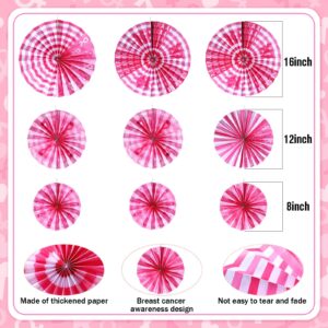 Outus 9 Pcs Breast Cancer Awareness Paper Fans Pink Ribbon Hanging Decorations Breast Cancer Hanging Paper Fans Ceiling Wall Garland for Pink Breast Cancer Party Decorations and Supplies