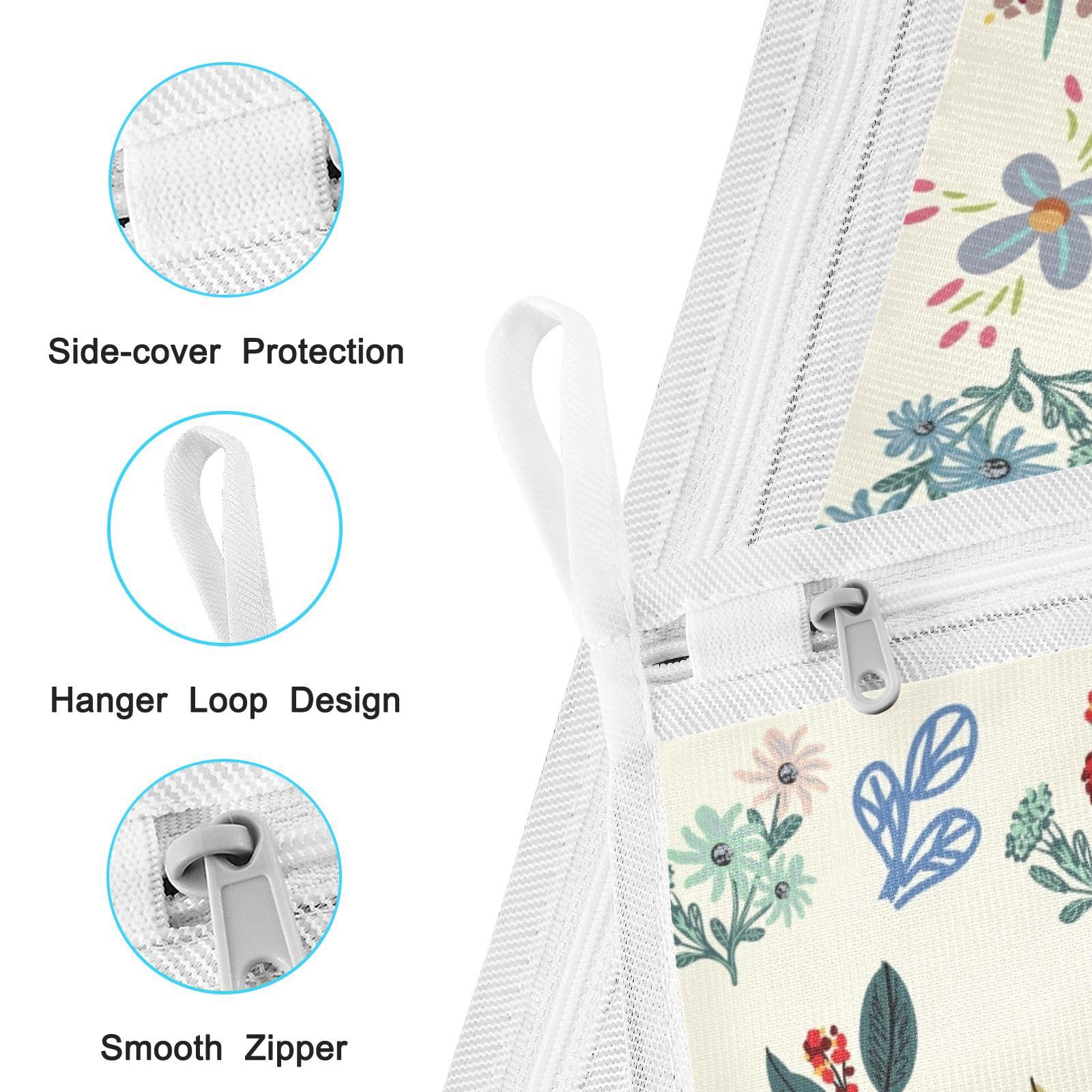 Cute Floral Laundry Bags Mesh Wash Bags Set of 2 Delicates Bag for Washing Machine Laundry Bag with Zipper for Underwear Blouse Hosiery Pants Sweaters Bra Clothes