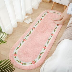 pink rose rug romantic rose flower rug shaggy area rugs farmhouse runner rug shaggy floral mat modern carpet washable floor mats for bedroom/living room/bathroom/laundry room/hallway