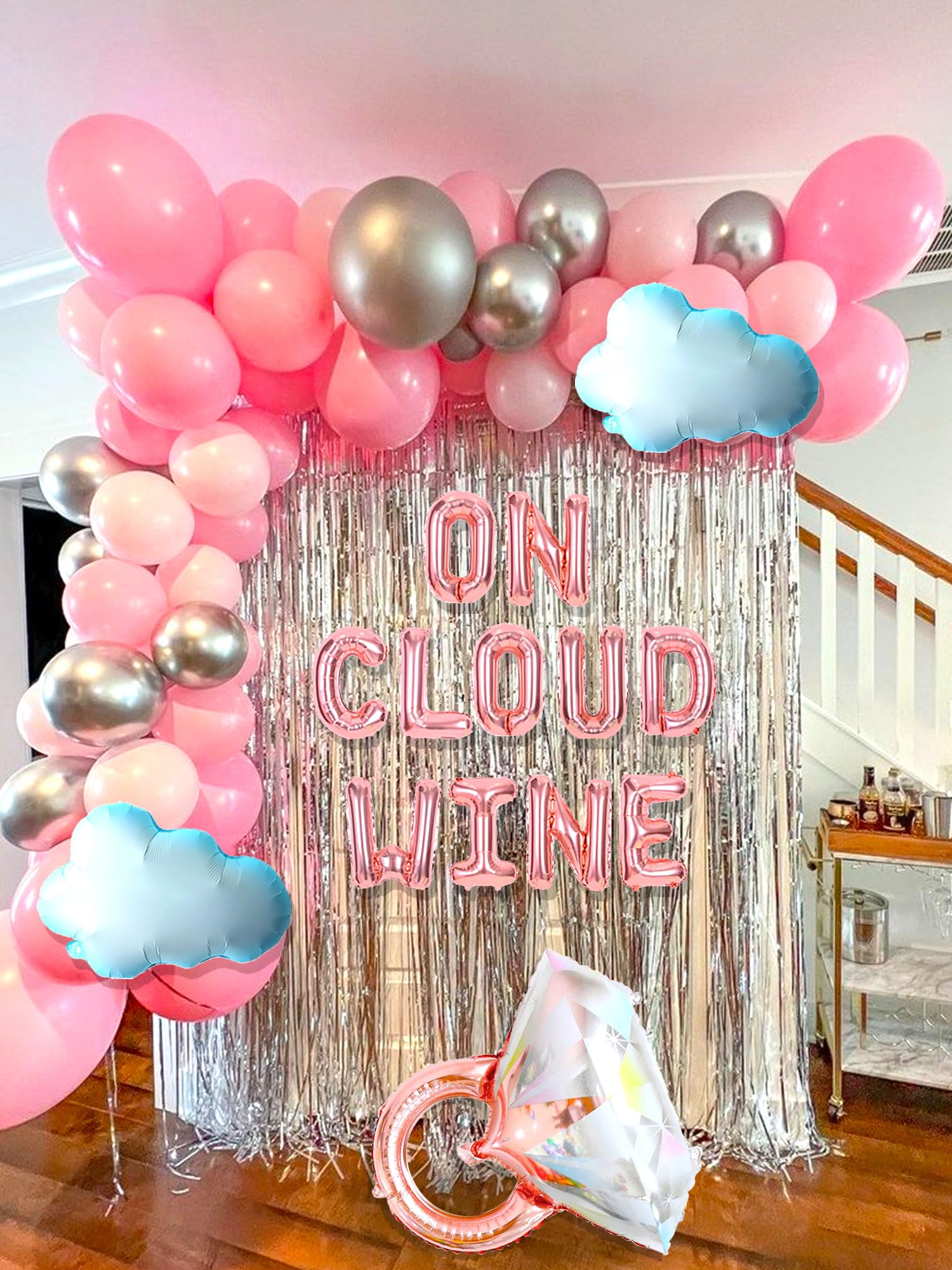 LaVenty Rose Gold On Cloud Wine Bachelorette Decorations Bubbly Bar Banner Mimosa Bar Decorations Vino Bachelorette Party Rose Bridal Shower Decorations