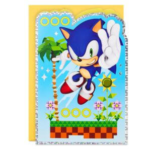 hallmark sega sonic the hedgehog birthday card for kids, teens, video gamers