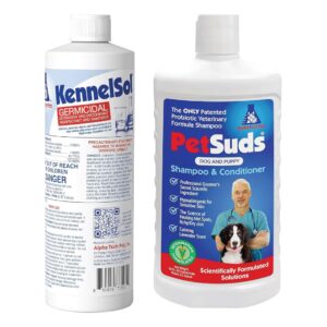 kennelsol 1-step kennel cleaner 1 pint and petsuds probiotic shampoo and conditioner for dogs 16 oz lavender scented bundle