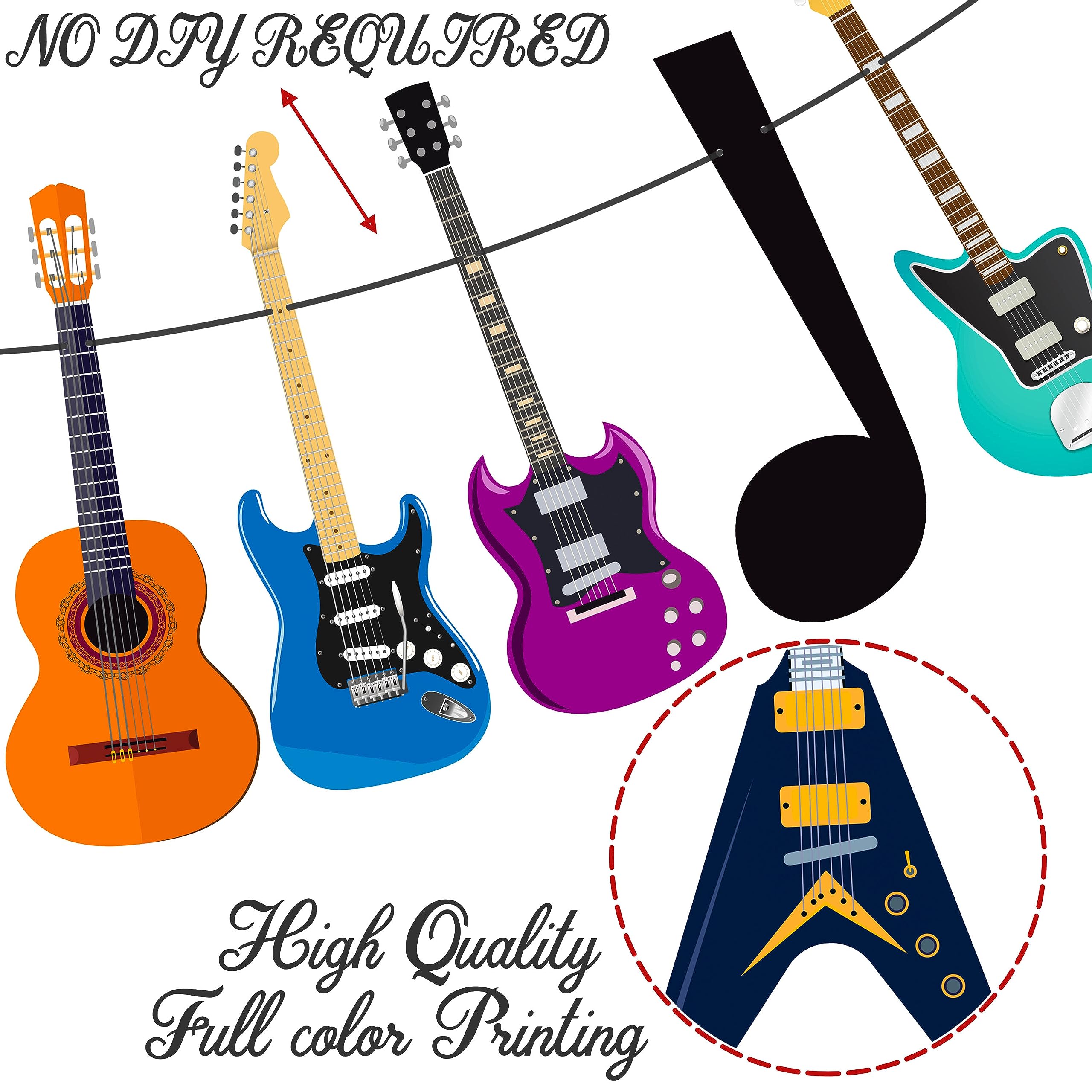 Guitar Banner Music Guitar Party Banners Guitar Birthday Party Decorations 2Pcs Music Party Banners for Rock Guitar Baby Shower Supplies