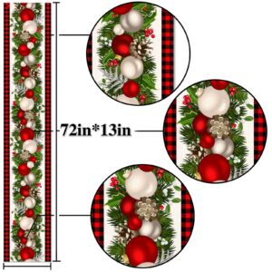 Nepnuser Black and Red Buffalo Check Plaid Christmas Table Runner 72 Inches Long Seasonal Winter Xmas Party Decoration Holiday Home Kitchen Dining Room Decor