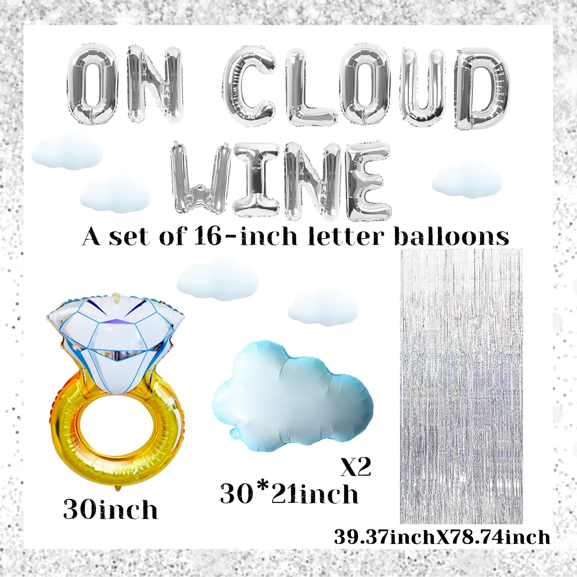 LaVenty On Cloud Wine Balloon Banner Bubbly Bar Banner Mimosa Bar Decorations Vino Bachelorette Party Bridal Shower