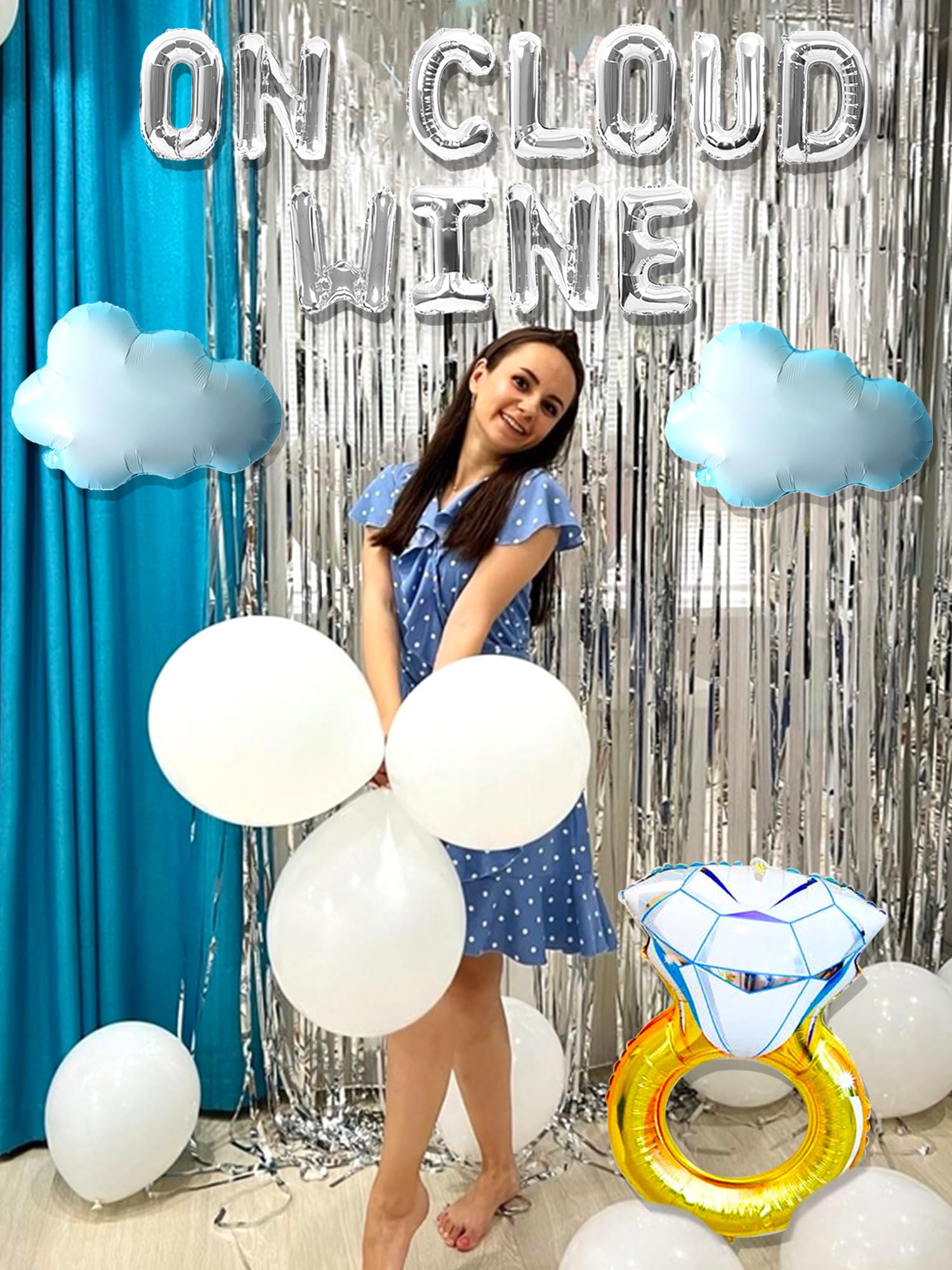 LaVenty On Cloud Wine Balloon Banner Bubbly Bar Banner Mimosa Bar Decorations Vino Bachelorette Party Bridal Shower