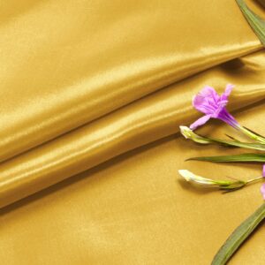 P Pothuiny 60 Inch Wide Gold Satin Fabric by The Yard, Silky Charmeuse Satin Fabric for Bridal Wedding Dress Decor DIY Apparel Crafts, 1 Yard