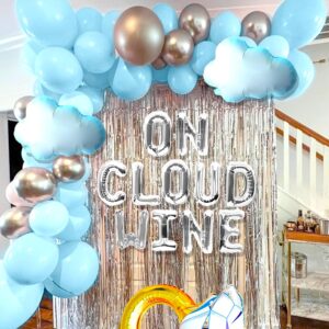 LaVenty On Cloud Wine Balloon Banner Bubbly Bar Banner Mimosa Bar Decorations Vino Bachelorette Party Bridal Shower