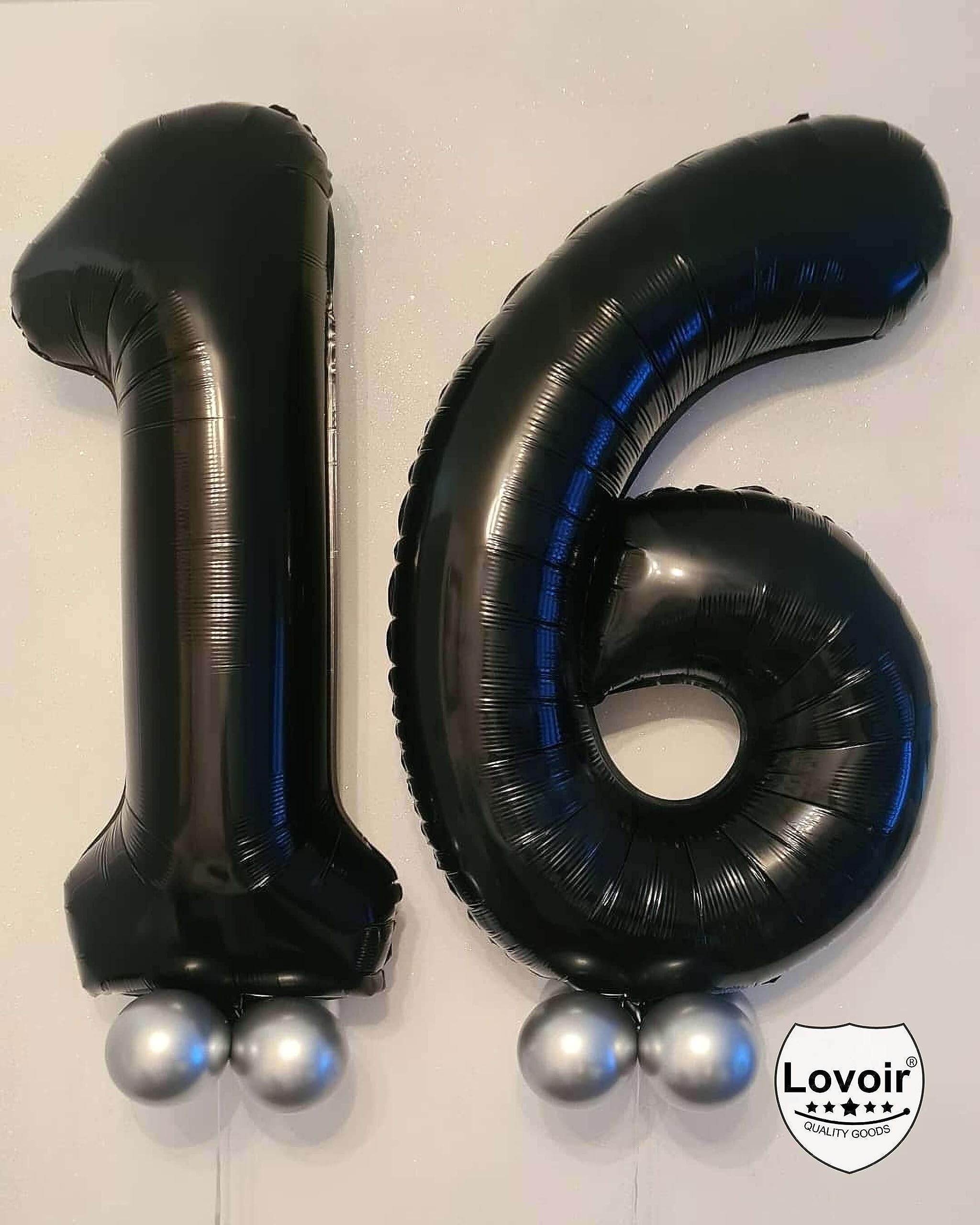 40 Inch Black 16 Number Balloon 61 Large Size Jumbo Digit Mylar Foil Helium Black Balloons for 16th 61st Birthday Party Celebration Decorations Graduations Anniversary Supplies