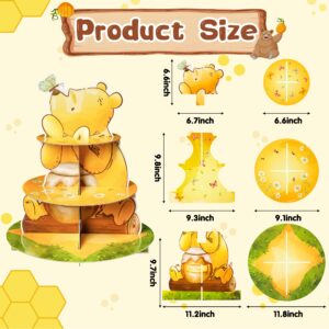 Z1juce Winnie Dessert Holder 3 Tier Winnie Party Dessert Holder Winnie Theme Cardboard Cake Stand for Birthday Party Decorations Winnie Cupcake Display for Boys Girls Birthday Party Supplies