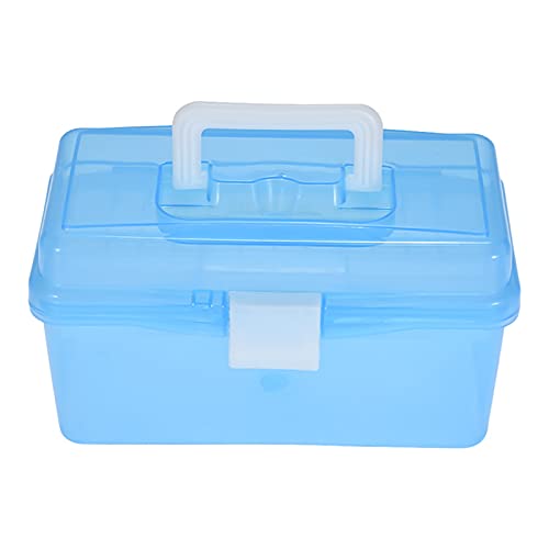 mewmewcat art box with handle,Clear Plastic Art Storage Box Watercolor Oil Painting Supplies Multipurpose Case Portable for Artists, Blue