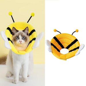 manon rosa cat cone e-collar: soft after surgery elizabethan collar adjustable cute animal design for dogs cats puppies kittens rabbits bunnies prevents licking (bee,m)