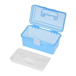 mewmewcat art box with handle,Clear Plastic Art Storage Box Watercolor Oil Painting Supplies Multipurpose Case Portable for Artists, Blue