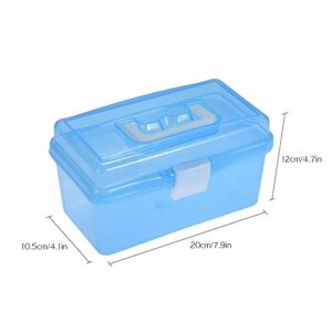 mewmewcat art box with handle,Clear Plastic Art Storage Box Watercolor Oil Painting Supplies Multipurpose Case Portable for Artists, Blue