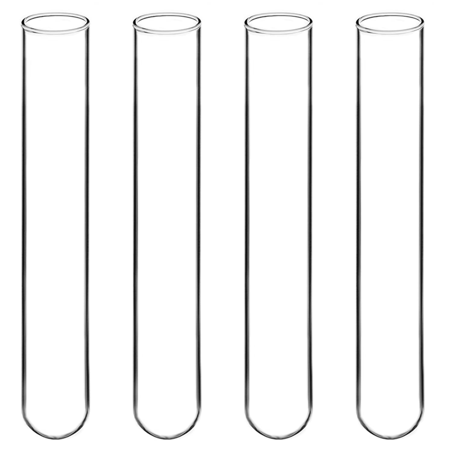 BorinGlass Glass Test Tubes, Sturdy Round Bottom Clear Test Lab Tubes (100, 12x75 mm)