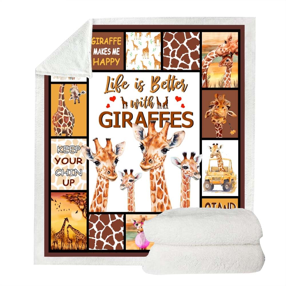 Juirnost Giraffe Blanket Giraffe Fleece Throw Blanket for Women, Men and Kids Just A Girl Who Loves Giraffes Blanket 50" x 60" Cozy Fleece Throw Blanket Best Gift Home Decor for Bed Couch Outdoor