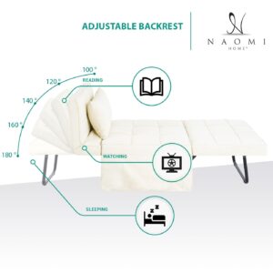 Naomi Home Convertible Sofa Bed, 4 in 1 Chair Bed Sleeper for Adults, Linen Sleeper Sofa Bed Chair, Ottoman Bed Sleeper with Adjustable Backrest, Modern fold Out Chair Bed for Living Room, Cream