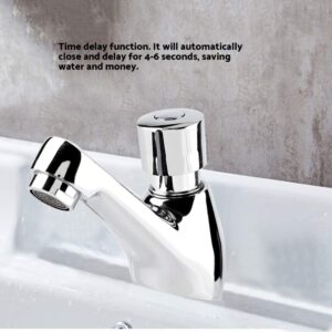 Time Delay Sink Faucet,Public Ktchen Bathroom Chrome Plated Self Closing Water Saving Time Delay Basin Tap Faucet for Home Kitchen, Bathroom, Hotel use