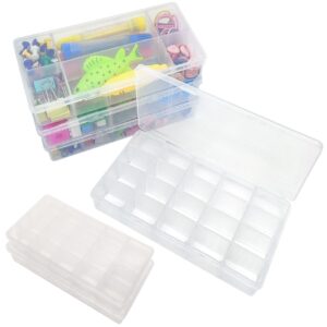 BUSY-CORNER 6 Pack Plastic Organizer Box, Jewelry Storage Container, Clear Organizer Box with Adjustable Dividers for Tape Bead Crafts Art Supply Fishing Tackles Tools