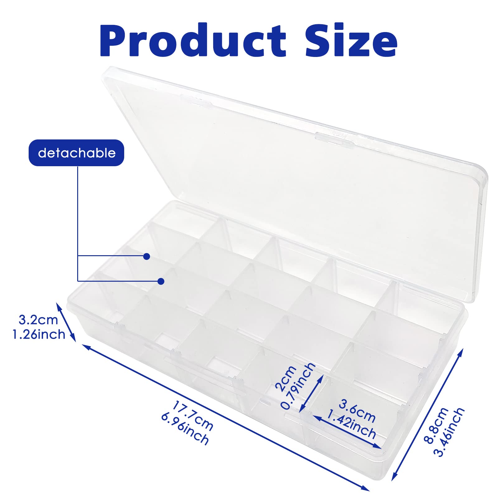 BUSY-CORNER 6 Pack Plastic Organizer Box, Jewelry Storage Container, Clear Organizer Box with Adjustable Dividers for Tape Bead Crafts Art Supply Fishing Tackles Tools