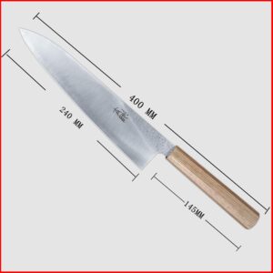 TAIE Chef Knife 9.5 Inch Japanese Gyutou Knife High Carbon Forge Powder Stainless Steel 905 Blade With 62 HRC Natural Ash Wood Handle Light Weight Comfortable Grip 240mm