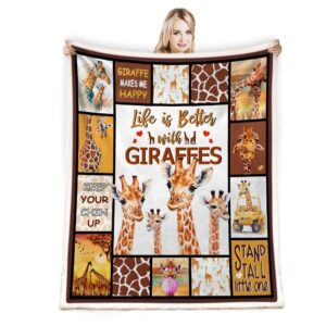 juirnost giraffe blanket giraffe fleece throw blanket for women, men and kids just a girl who loves giraffes blanket 50" x 60" cozy fleece throw blanket best gift home decor for bed couch outdoor