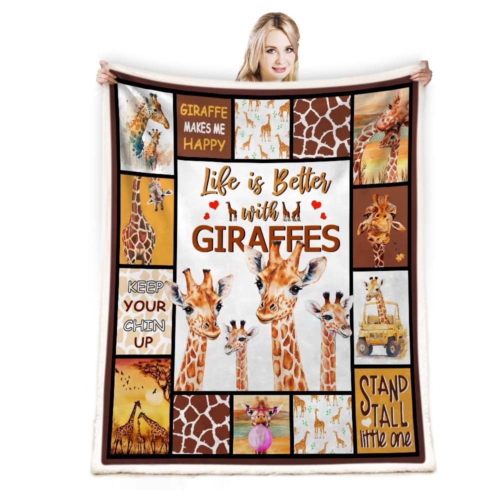 Juirnost Giraffe Blanket Giraffe Fleece Throw Blanket for Women, Men and Kids Just A Girl Who Loves Giraffes Blanket 50" x 60" Cozy Fleece Throw Blanket Best Gift Home Decor for Bed Couch Outdoor