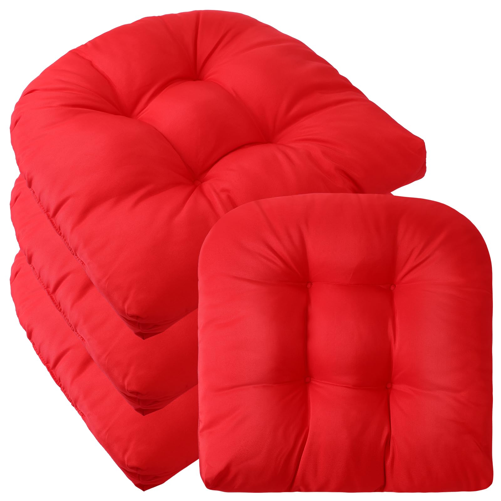 Barydat 4 Pcs Outdoor Chair Cushions 18.9 x 18.9 Inch Patio Furniture Cushion Overstuffed Seat Cushion Chair Pad with Round Corner for Indoor Chair(Red)