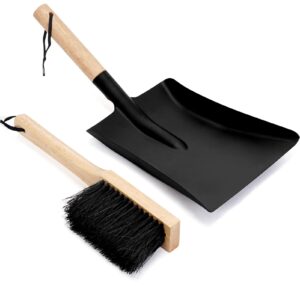 inno stage ash shovel and brush set -extra large fireplace tools set hearth indoor outdoor modern firepit coal shovel and brush kit cleaning tool rust resistant