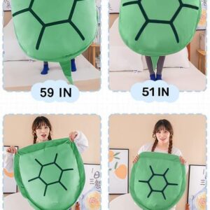 SEAHOME Wearable Turtle Shell Pillows，Turtle Plush Pillow Stuffed Animal Costume for Kids Adults ， Plush Toy Funny Dress Up Creative Gifts (Green, 51 inch)