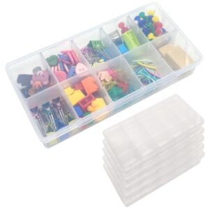 busy-corner 6 pack plastic organizer box, jewelry storage container, clear organizer box with adjustable dividers for tape bead crafts art supply fishing tackles tools