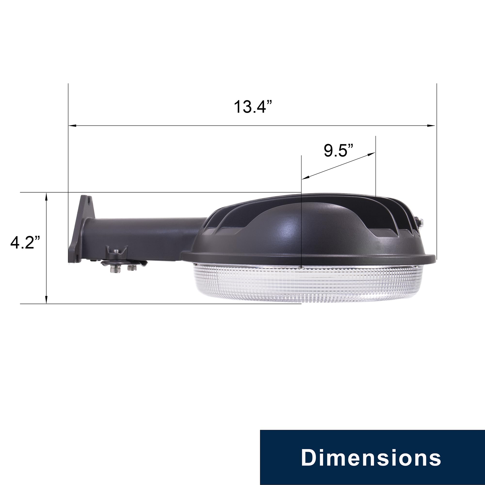 CORAMDEO Outdoor LED Barn Area Light, Dusk to Dawn Photocell, Integrated LED Gives 240W of Light from 44W of Power, Wet Location, Cast Aluminum, Rustic Bronze Finish, Clear Lens, Wall or Post Mount