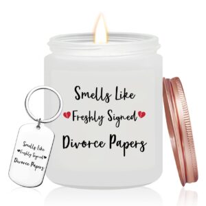 koyfoyo divorce gifts for women - smells like freshly signed divorce papers candle gift for her - break up gifts for best friend bff sister - divorce party decorations