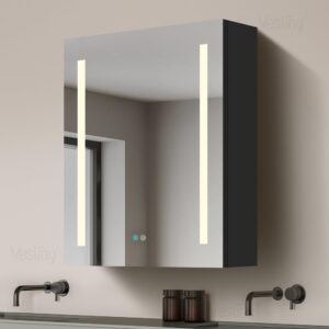 vesliny lighted medicine cabinet 20" x30"anti-fog 3 color lights black led medicine cabinet mirror for bathroom dimmable brightness waterproof aluminum surface mounted medicine cabinet with mirror