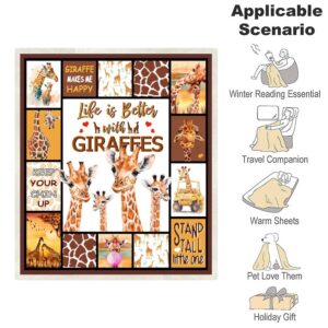 Juirnost Giraffe Blanket Giraffe Fleece Throw Blanket for Women, Men and Kids Just A Girl Who Loves Giraffes Blanket 50" x 60" Cozy Fleece Throw Blanket Best Gift Home Decor for Bed Couch Outdoor