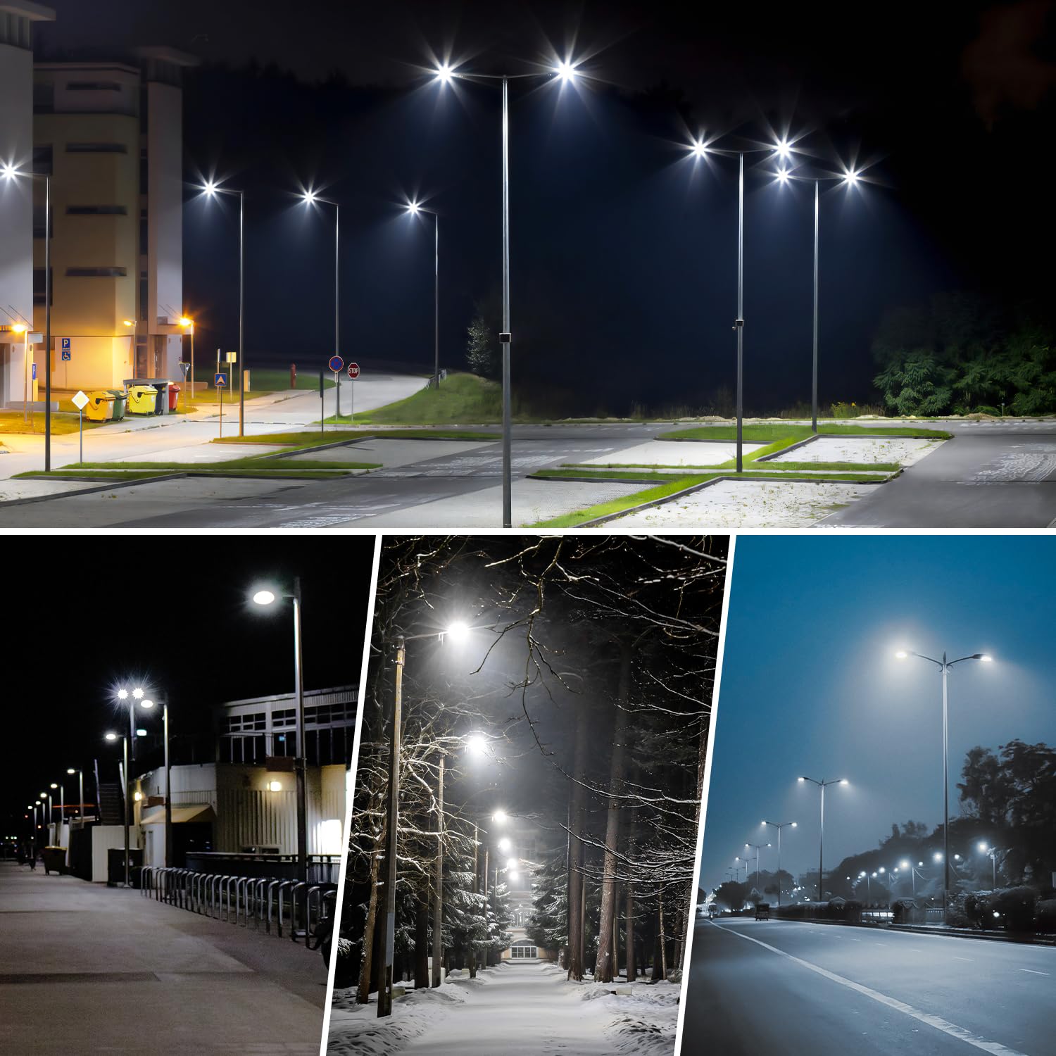 450W LED Parking Lot Lights,63000LM Commercial Outdoor Shoebox Light,5000K(140LM/W) Dimmable LED Street Area Light(1500W HID/HPS Equiv), Slip Fitter Mount,100-277V AC IP65 UL&DLC Listed