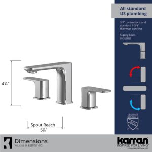 Karran Venda KBF514 2-Handle Three Hole Widespread Bathroom Faucet with Matching Pop-up Drain in Chrome