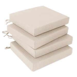 eaimi outdoor chair cushions for patio furniture - square corner patio cushions for outdoor furniture 4 packs - waterproof indoor chair cushions for dinning chairs, 18.5" x 16" x 3", beige