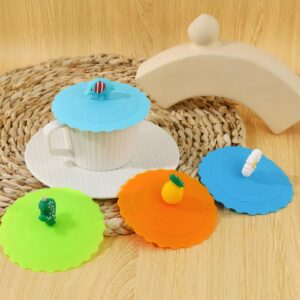 8 Pcs Silicone Cup Lids Mug Cover Colorful Anti-dust Coffee Cup Mug Covers Cute Silicone Mug Lid Cover for Cups Mugs Outdoors and Indoors(Style 1）