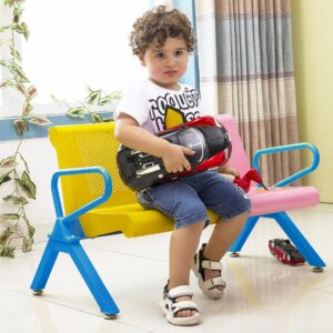 Walmokid Children Kids Chairs 2 Seat & 3 Colors Chairs with Steel Frame for Toddlers Kindergarten Home Indoor Use（Pink&Yellow&Blue）…