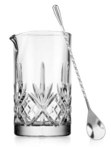 godinger cocktail mixing glass with stirrer, bar mixing pitcher for stirring cocktails and drinks - 17oz, dublin collection