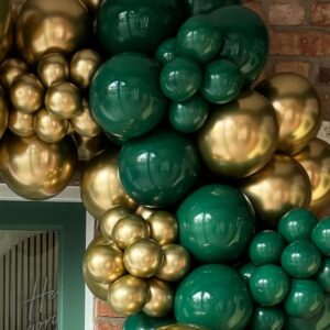 Green Balloons, 100Pcs 12 inch Bright Dark Green Latex Balloons Round Helium Emerald Green Balloons for Birthday Wedding Anniversary Graduation Party Backdrop Decorations