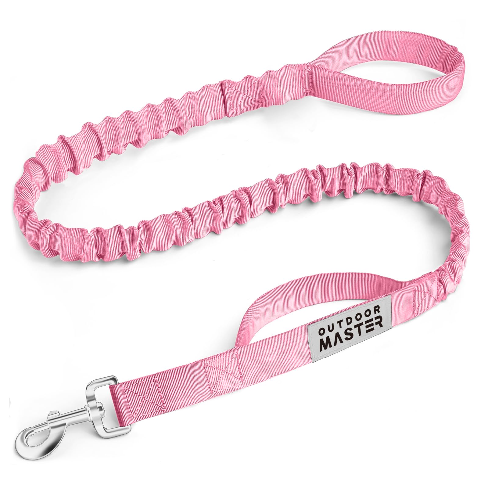 OutdoorMaster Bungee Dog Leash, Heavy Duty Dog Leash with Shock Absorption, 2 Padded Handles Training Leash, Improved Dog Safety and Comfort (Pink, 4FT)