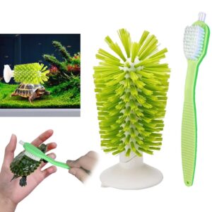 glass bottle bristle brush with suction cup turtle scrub brush upright stays in sink bristle scrub cleaning brushes for glassware, wine glass, bottles, etc. (green)