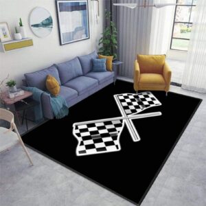 racing formula black and white check flag kids area rugs, motorsport video games print carpet, for room sofa living room mat bedroom home decor floor mats,2 x 3ft