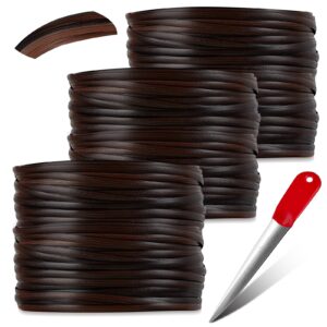 kigley 3 pcs total 639 ft wicker repair kit wicker repair supplies with weaving tool for rattan plastic rattan material gradient rattan repair kit for patio furniture sofa chair basket (coffee brown)