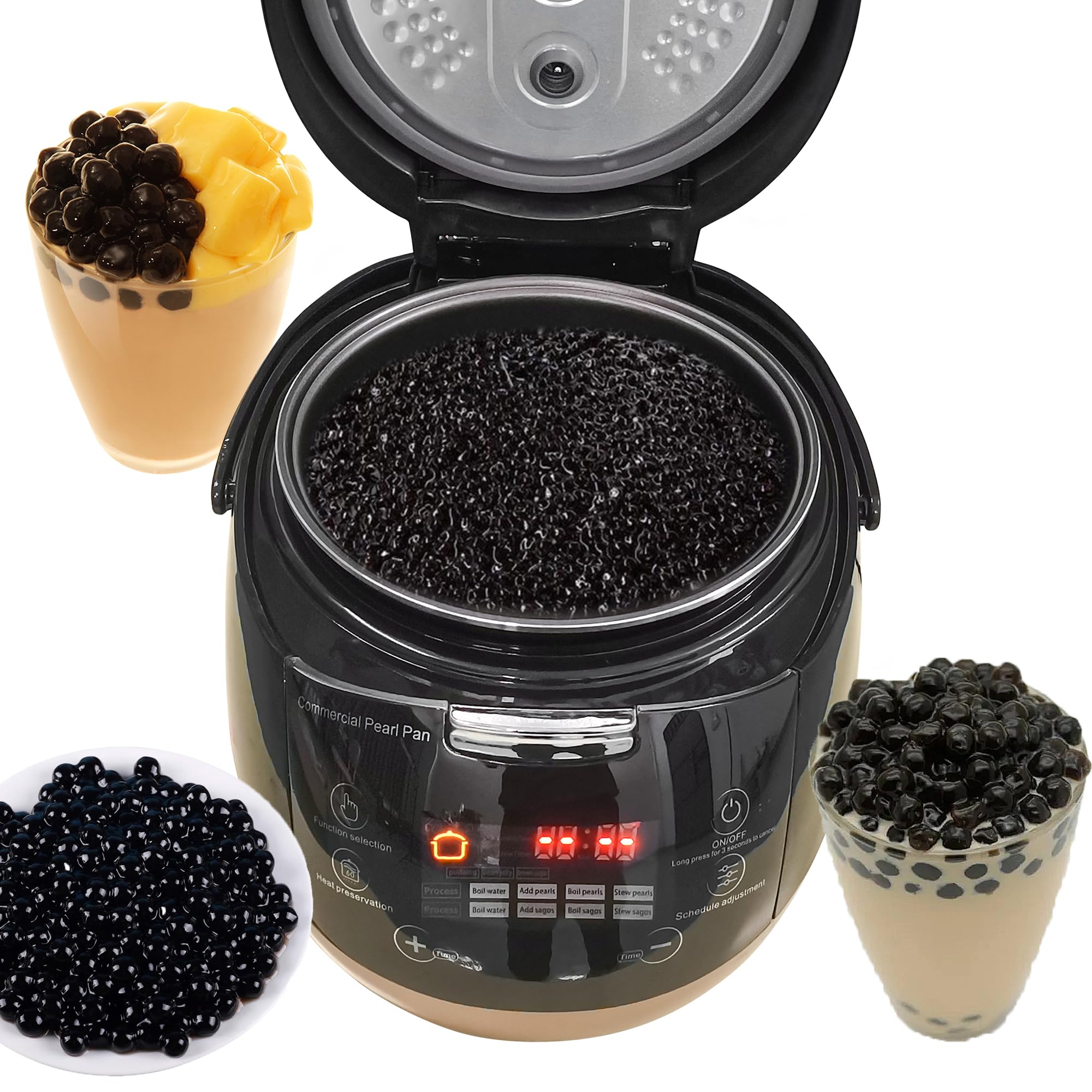 Yovtekc 5L Commercial Tapioca Pearl Cooker, Automatic Pearl Cooker, Tapioca Cooker Pearl Maker with Digital Touchscreen, Non-Stick Bubble Tea Cooker, 110V 860W